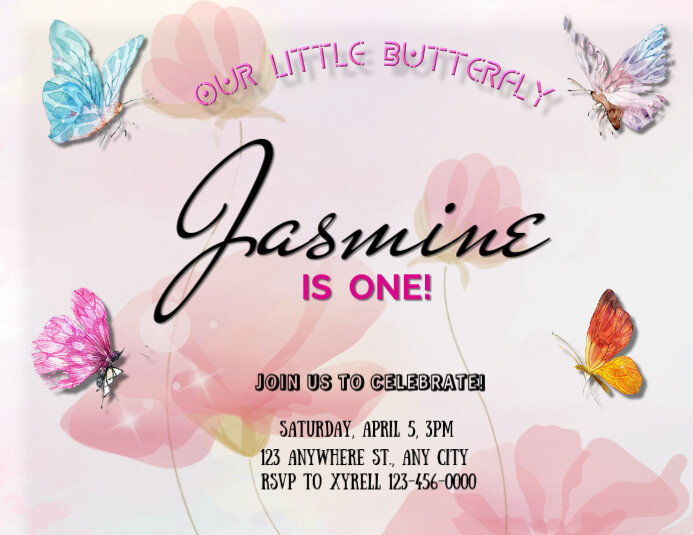 butterfly theme birthday invitation Template | PosterMyWall