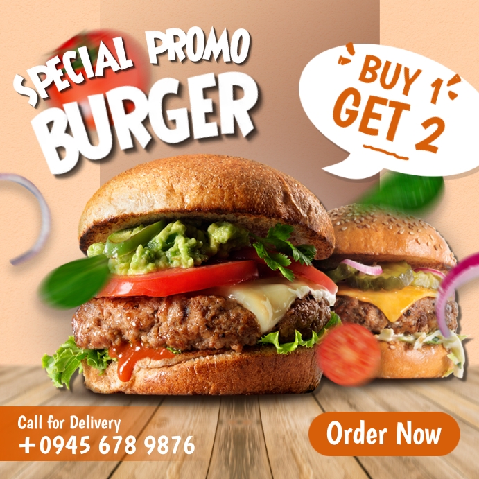 Buy 1 Get 1 Burger Ads Template | PosterMyWall