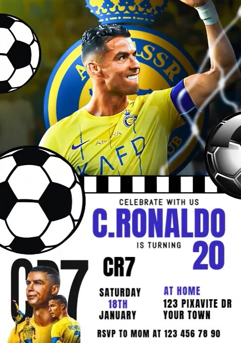 C. Ronaldo Birthday Invitation Template | PosterMyWall