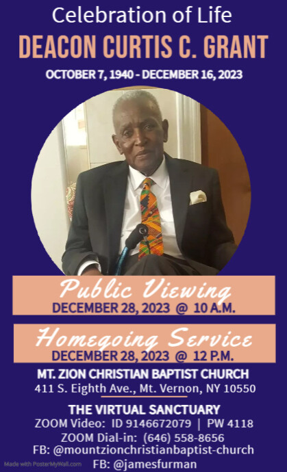 C GRANT FUNERAL ANNOUNCEMENT | PosterMyWall