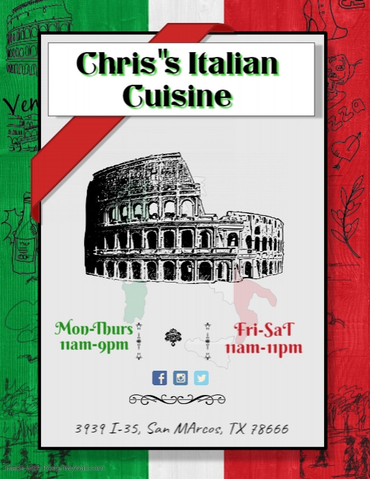 Copy of Copy of Italian Festival Event Dinner Night Flyer | PosterMyWall