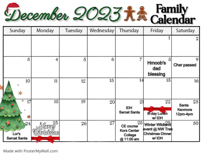 Copy of December Family Calendar | PosterMyWall
