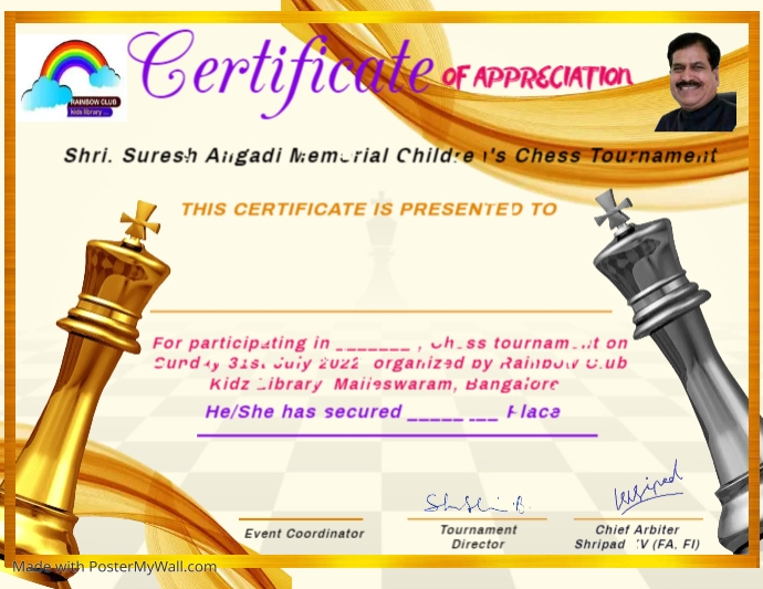 Copy of Copy of Copy of Chess Certificate of Appreciation Template (1 ...