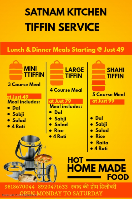 Copy of Online Tiffin Food Service Promo Template | PosterMyWall