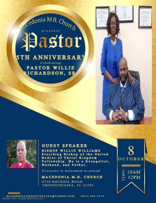 Pastor 5th Anniversary | PosterMyWall
