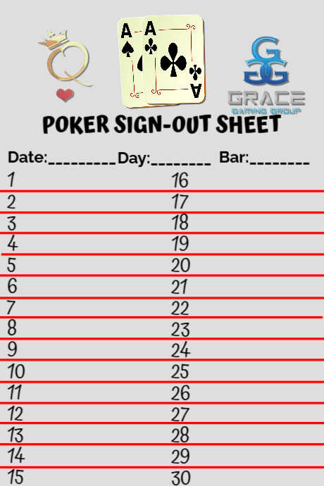 Poker Run Sign-Up Sheet | PosterMyWall