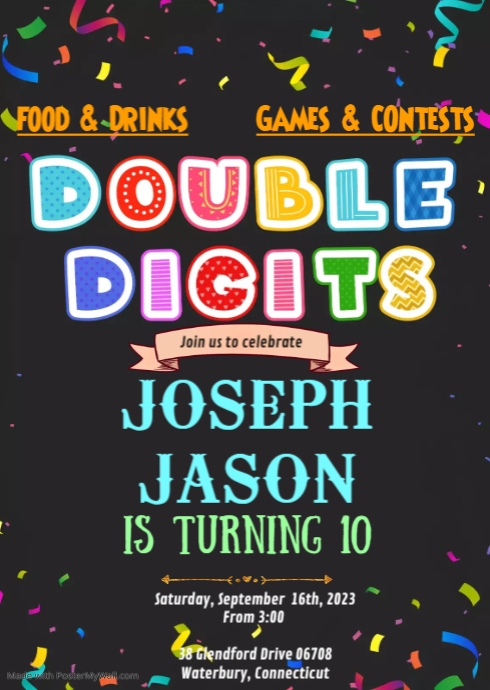 Double digits 10th birthday invitation | PosterMyWall
