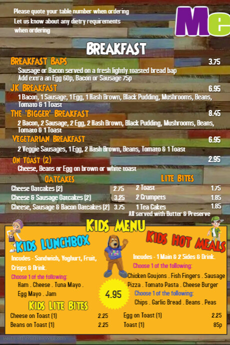 Holmes Chapel Menu Front Page 1 | PosterMyWall