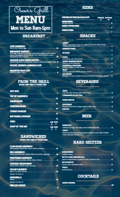Oscars New Pool Menu | PosterMyWall