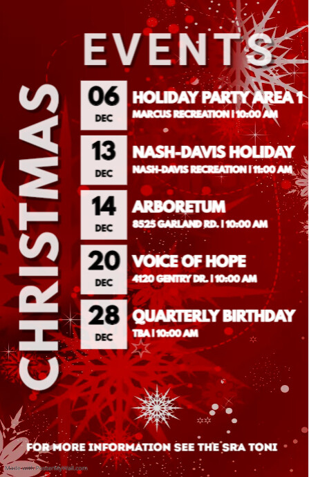 Christmas calendar, Christmas events,calendar | PosterMyWall