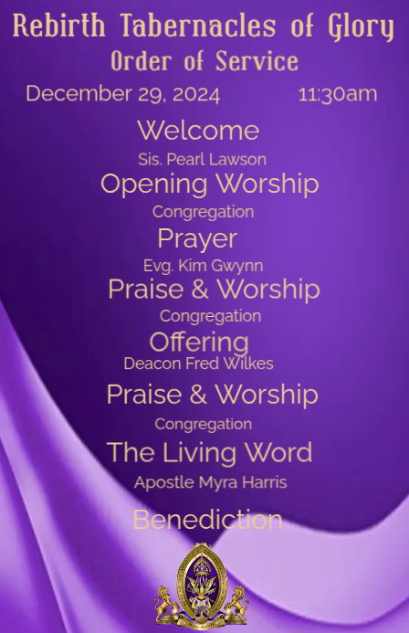 Rebirth Order of Service (4) | PosterMyWall