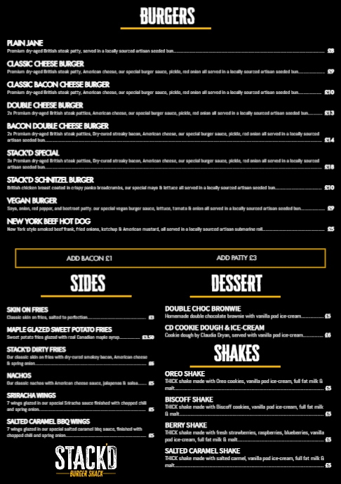 Copy of STACKD MENU | PosterMyWall