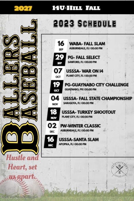BASEBALL TEAM SCHEDULE (3) | PosterMyWall