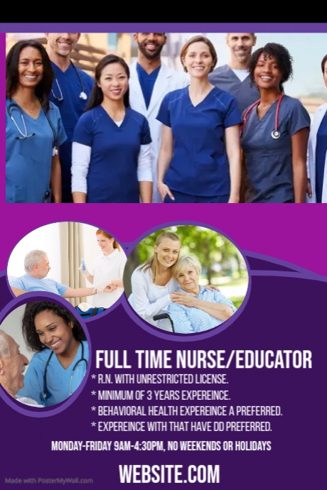 Copy of Copy of Full Time Nurse Educator Wanted | PosterMyWall