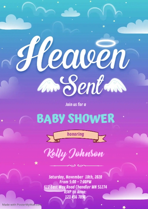 Cute heaven sent party invitation | PosterMyWall