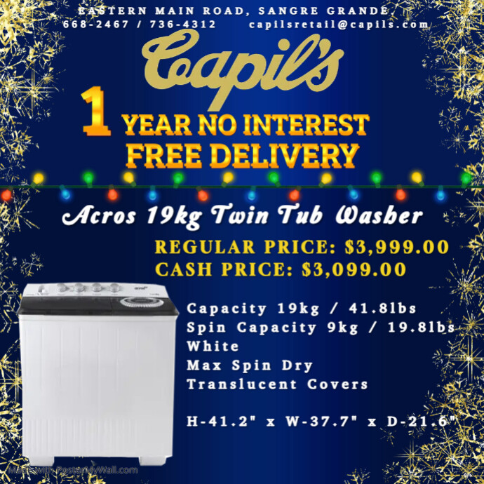 Acros 19kg Twin Tub Washer | PosterMyWall