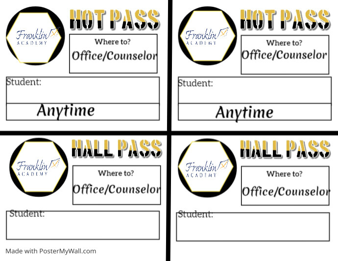 School Hall Pass | PosterMyWall