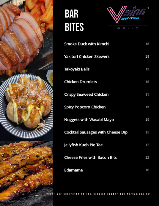 V Sing Food Menu | PosterMyWall