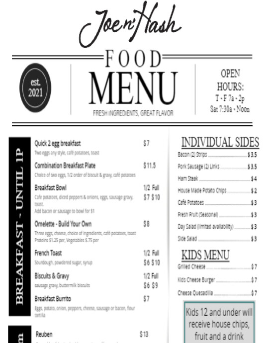 JNH FOOD Menu | PosterMyWall