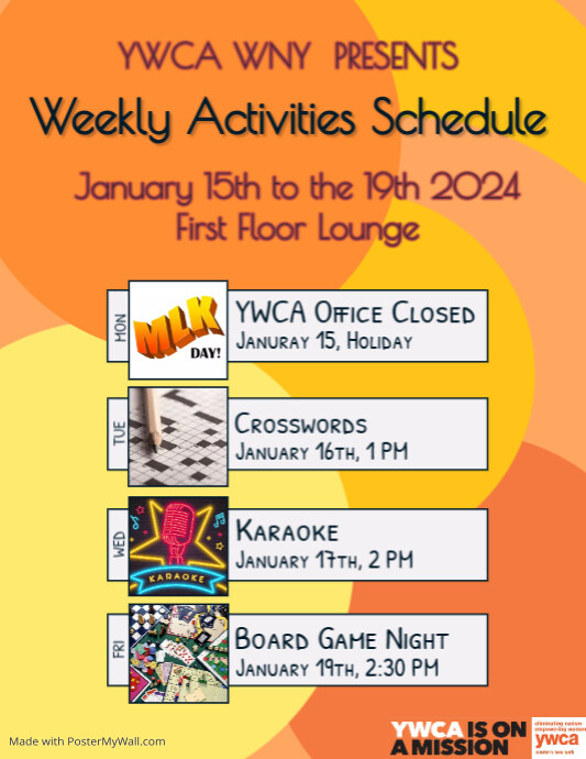 Weekly Activities Schedule (6) | PosterMyWall