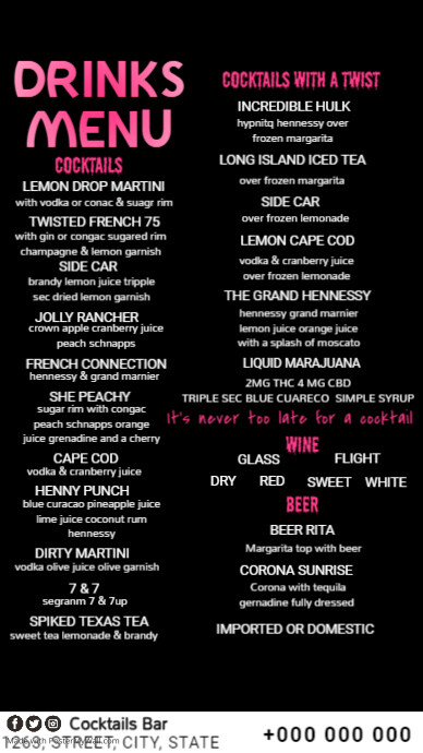 Drinks Menu | PosterMyWall