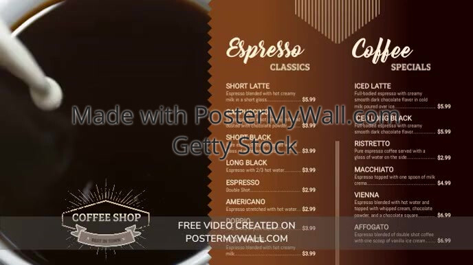 Coffee Video Menu Digital Display Template | PosterMyWall
