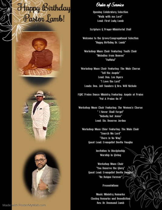 Lilium Order of Service Program Template | PosterMyWall