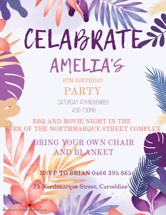 Tween Birthday Party Invitation Card Floral | PosterMyWall