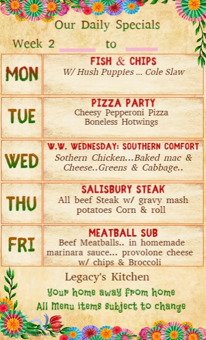 Daily Specials Menu (1) | PosterMyWall