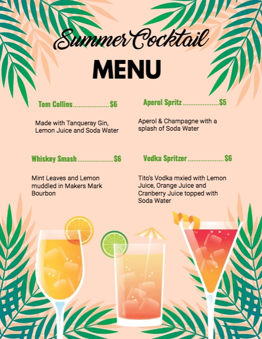 Cocktail Menus | PosterMyWall