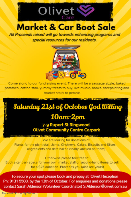 Car Boot Sales Poster Flyer Template | PosterMyWall