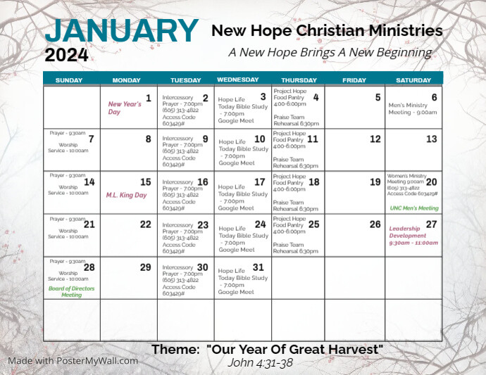 Copy of January 2024 Monthly Events Calendar | PosterMyWall