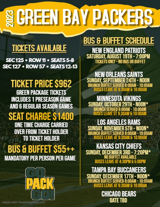 Copy of Green Bay Packers 2023 Schedule | PosterMyWall