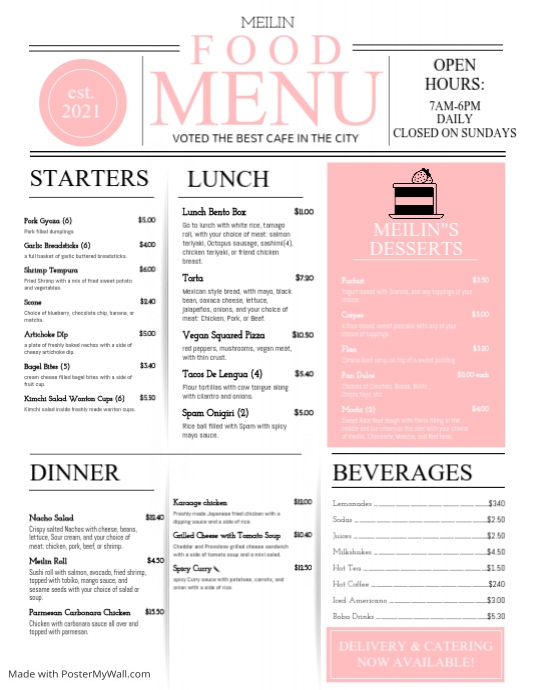Copy of Copy of Menu | PosterMyWall