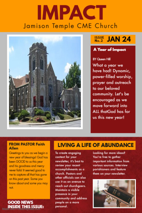 Orange Church Newspaper Ad Flyer Template | PosterMyWall