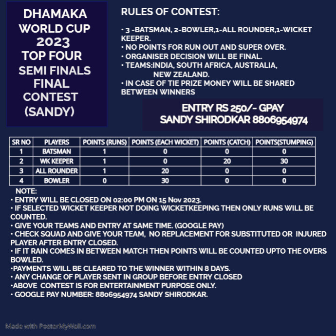 Countdown Cricket World Cup Template (1) | PosterMyWall