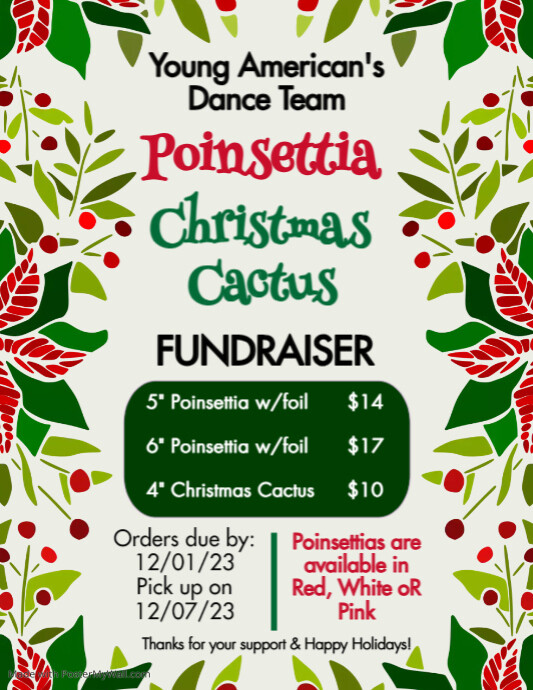 Poinsettia Day Fundraiser sale flyer | PosterMyWall
