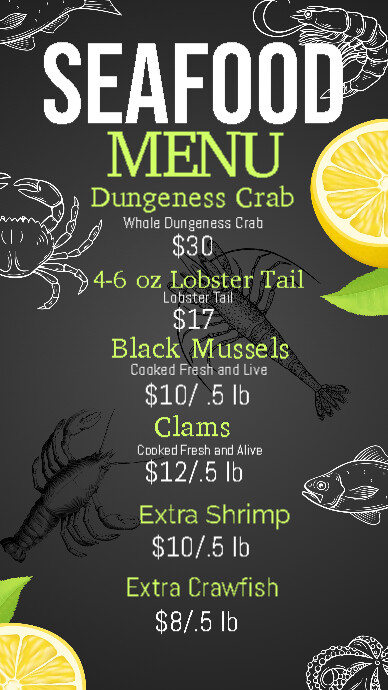 seafood, seafood menu , menu | PosterMyWall