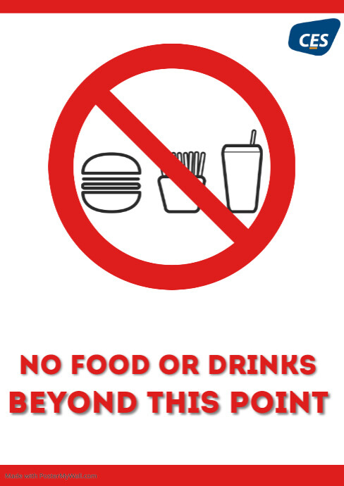 No food or drinks door sign printable a4 (1) | PosterMyWall