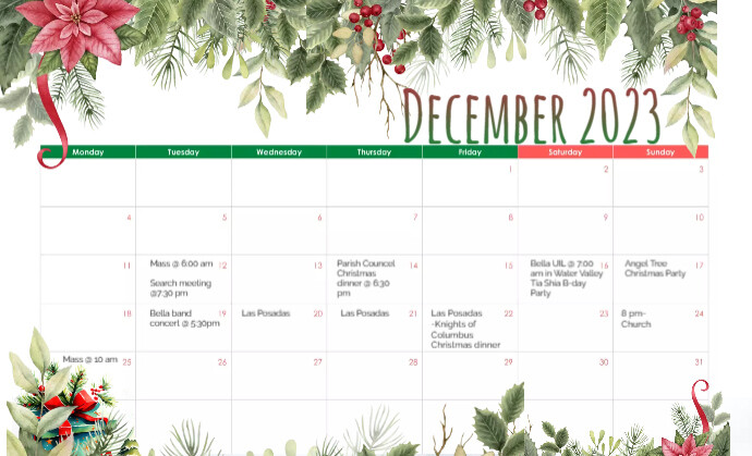 December 2023 Calendar Printable Template | PosterMyWall