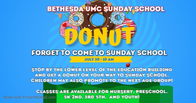 Copy of Donut Sunday School 7-30-23 | PosterMyWall