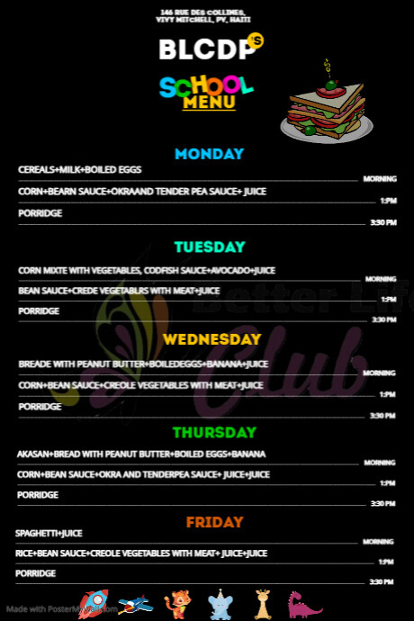 BACK TO SCHOOL MENU | PosterMyWall