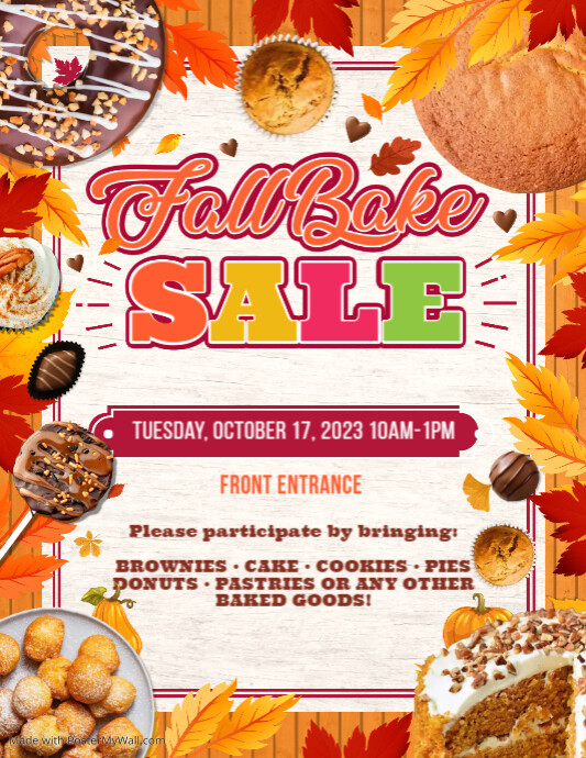Fall Bake Sale Fundraiser Flyer Template | PosterMyWall