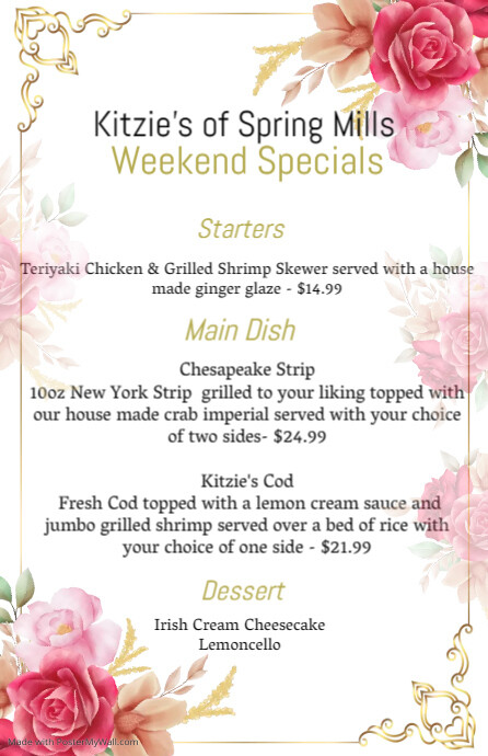 Pink Rose Mothers Day Menu Template | PosterMyWall