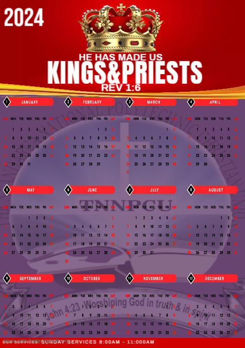 CHURCH CALENDAR 2024 | PosterMyWall