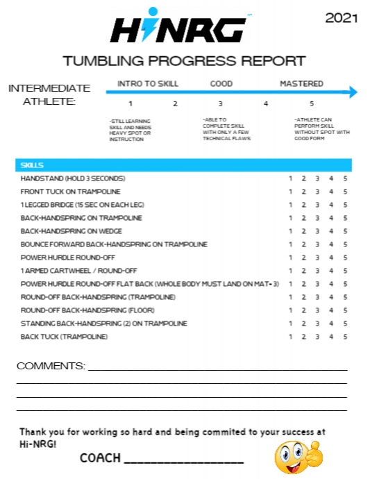 INT: TUMBLING PROGRESS REPORT | PosterMyWall