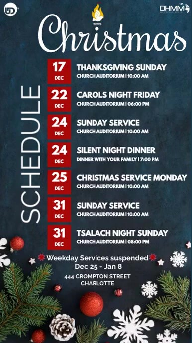 Christmas Schedule | PosterMyWall