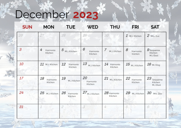 Printable calendar template 2023 december | PosterMyWall