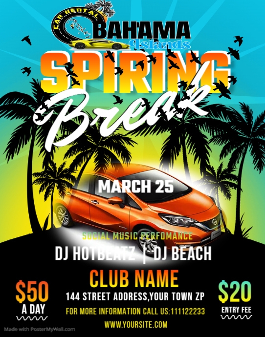 Spring Break Flyer Template Design | PosterMyWall