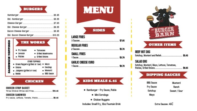 FOOD ITEMS MENU | PosterMyWall